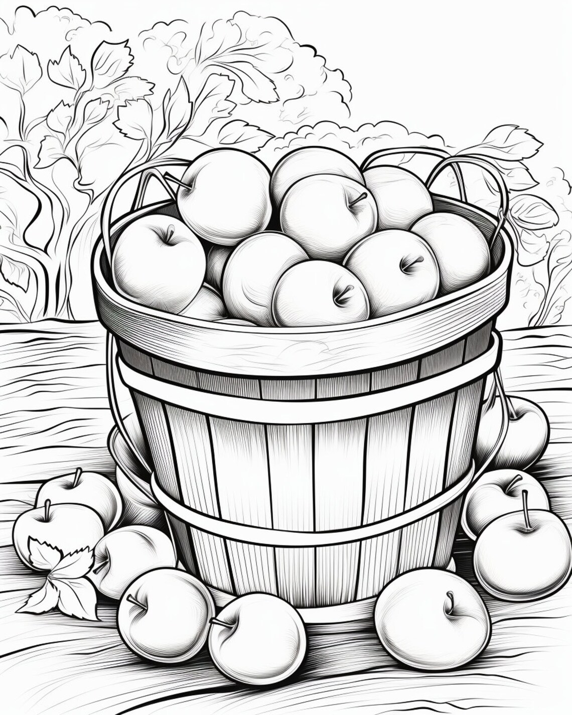 Apple Harvest Delight - 4 Digital Coloring Pages - Etsy