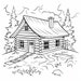 Log Cabin in the Woods - 4 Coloring Pages - Etsy