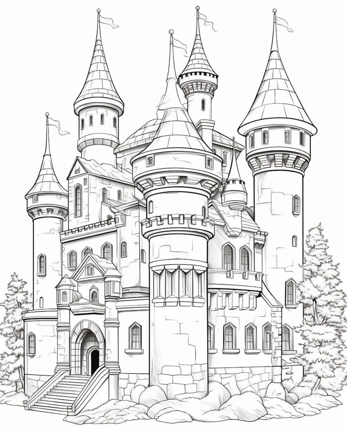 Enchanted Castles: Four Coloring Pages (digital Dowloads) - Etsy
