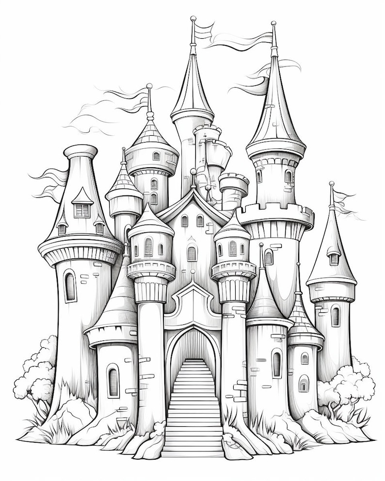 Enchanted Castles: Four Coloring Pages (digital Dowloads) - Etsy