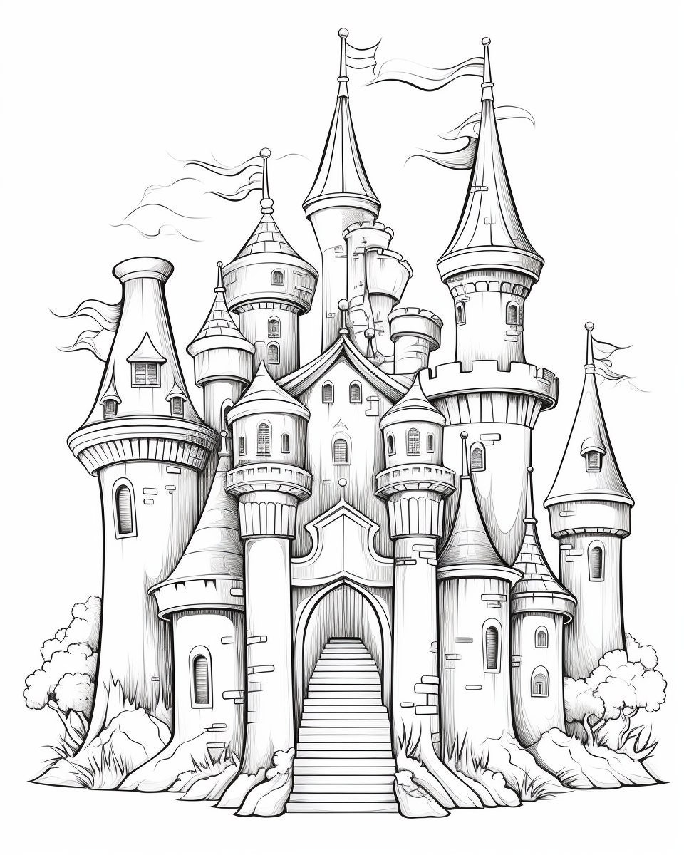 Enchanted Castles: Four Coloring Pages (digital Dowloads) - Etsy