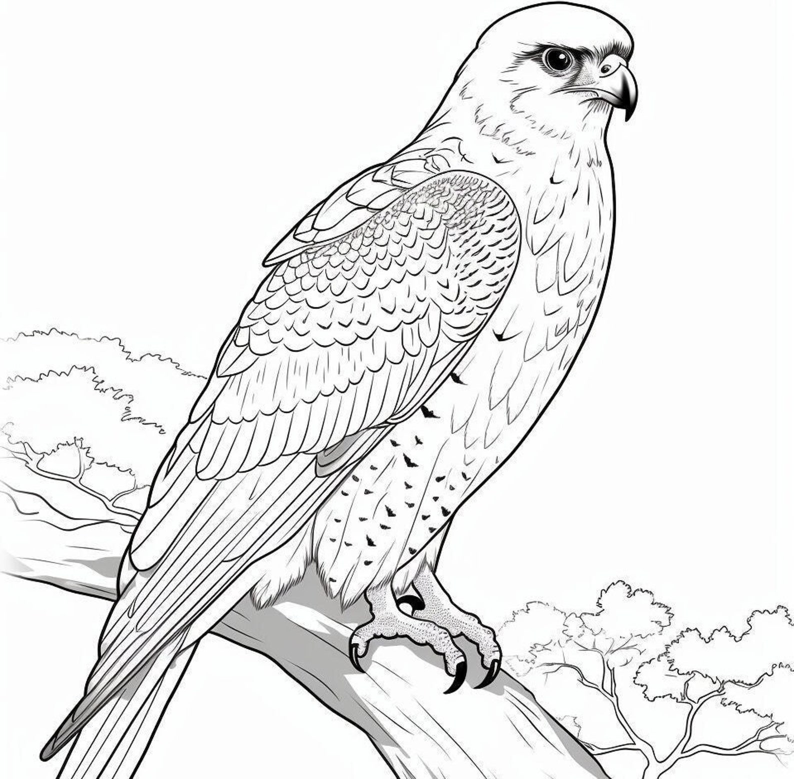Majestic Peregrine Falcon - 4 Coloring Pages - Etsy