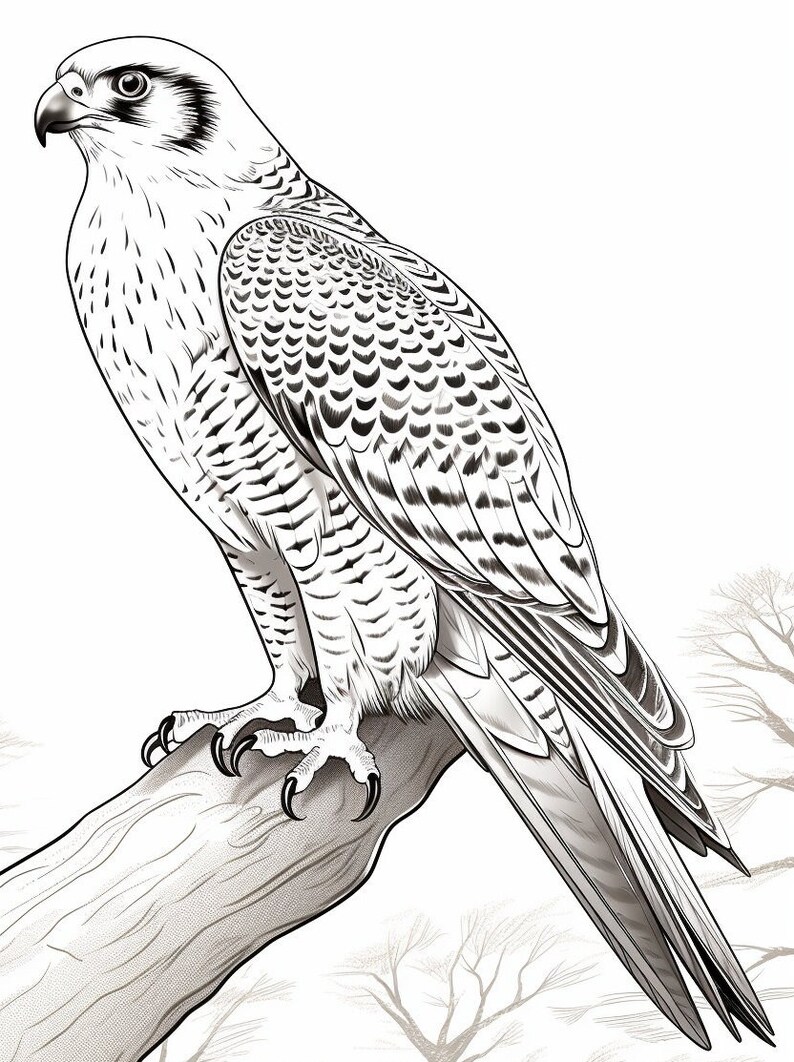 Majestic Peregrine Falcon - 4 Coloring Pages - Etsy
