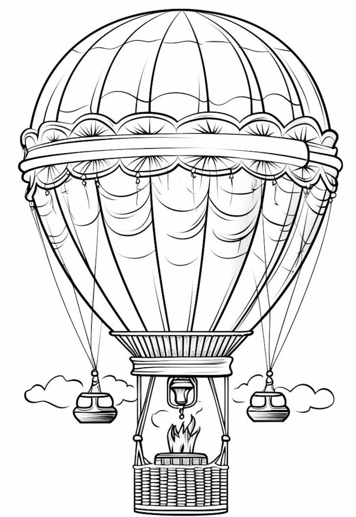 Hot Air Balloons in Flight - 6 Coloring Pages (digital Downloads) - Etsy