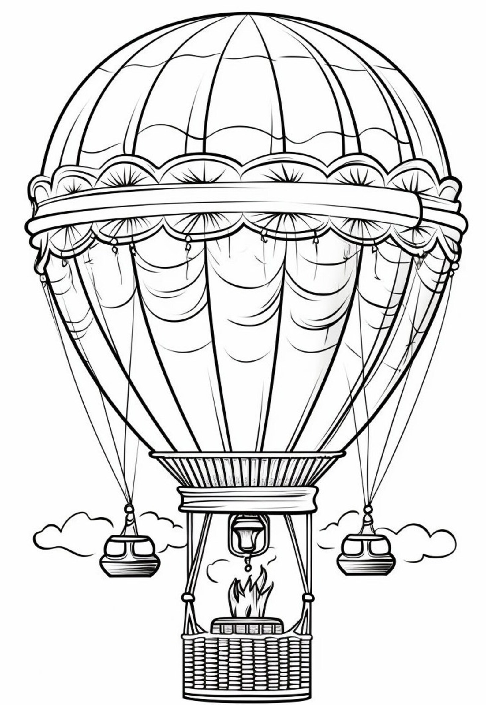 Hot Air Balloons in Flight - 6 Coloring Pages (digital Downloads) - Etsy