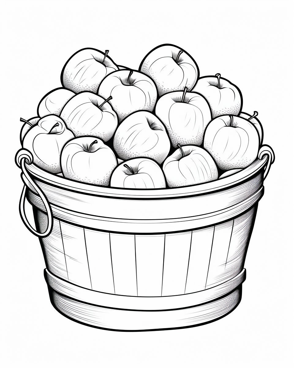 Apple Harvest Delight - 4 Digital Coloring Pages - Etsy