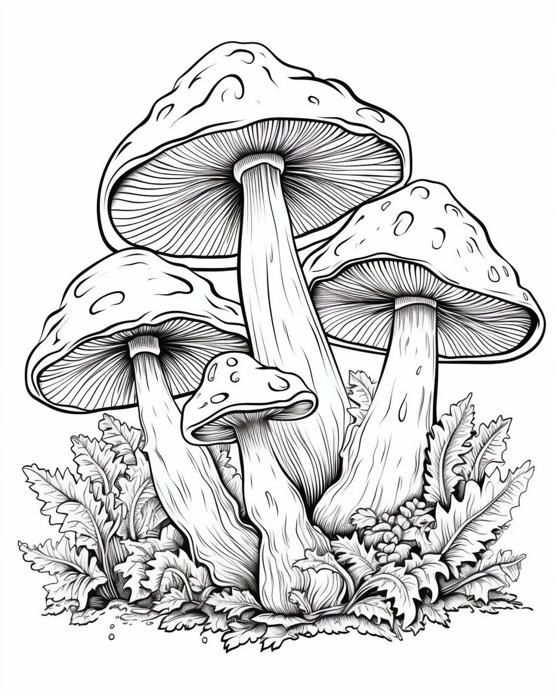 Mushrooms in the Forest: 4 Coloring Pages - Etsy