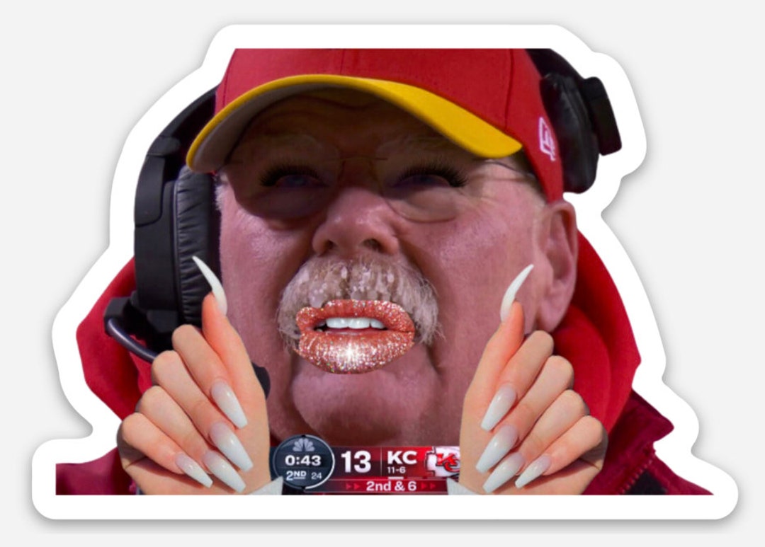 Andy Reid Kansas City Chiefs Sticker - Nails, Lashes, Lips, Material ...