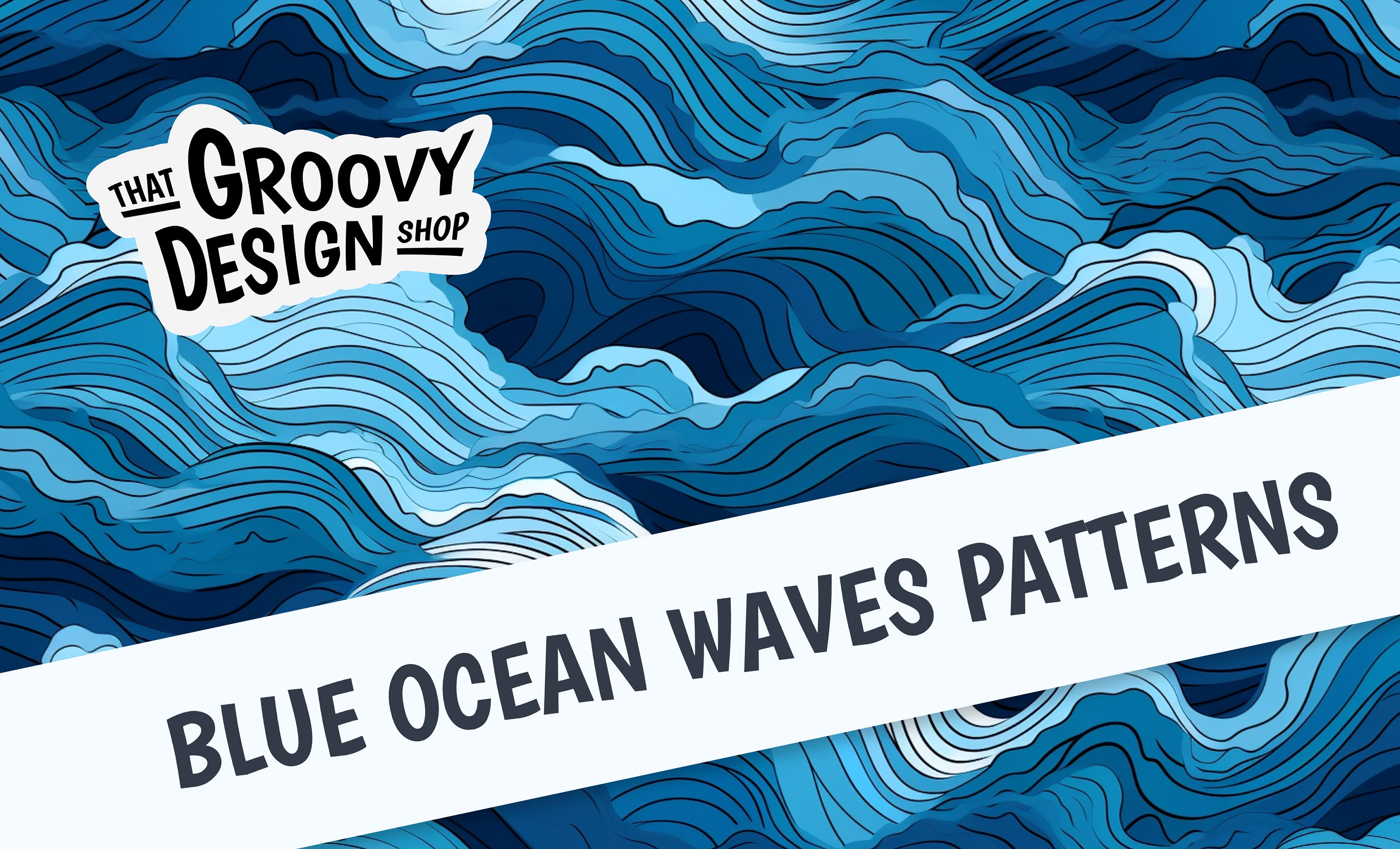 Blue Wavy Ocean Lines Patterns - Etsy