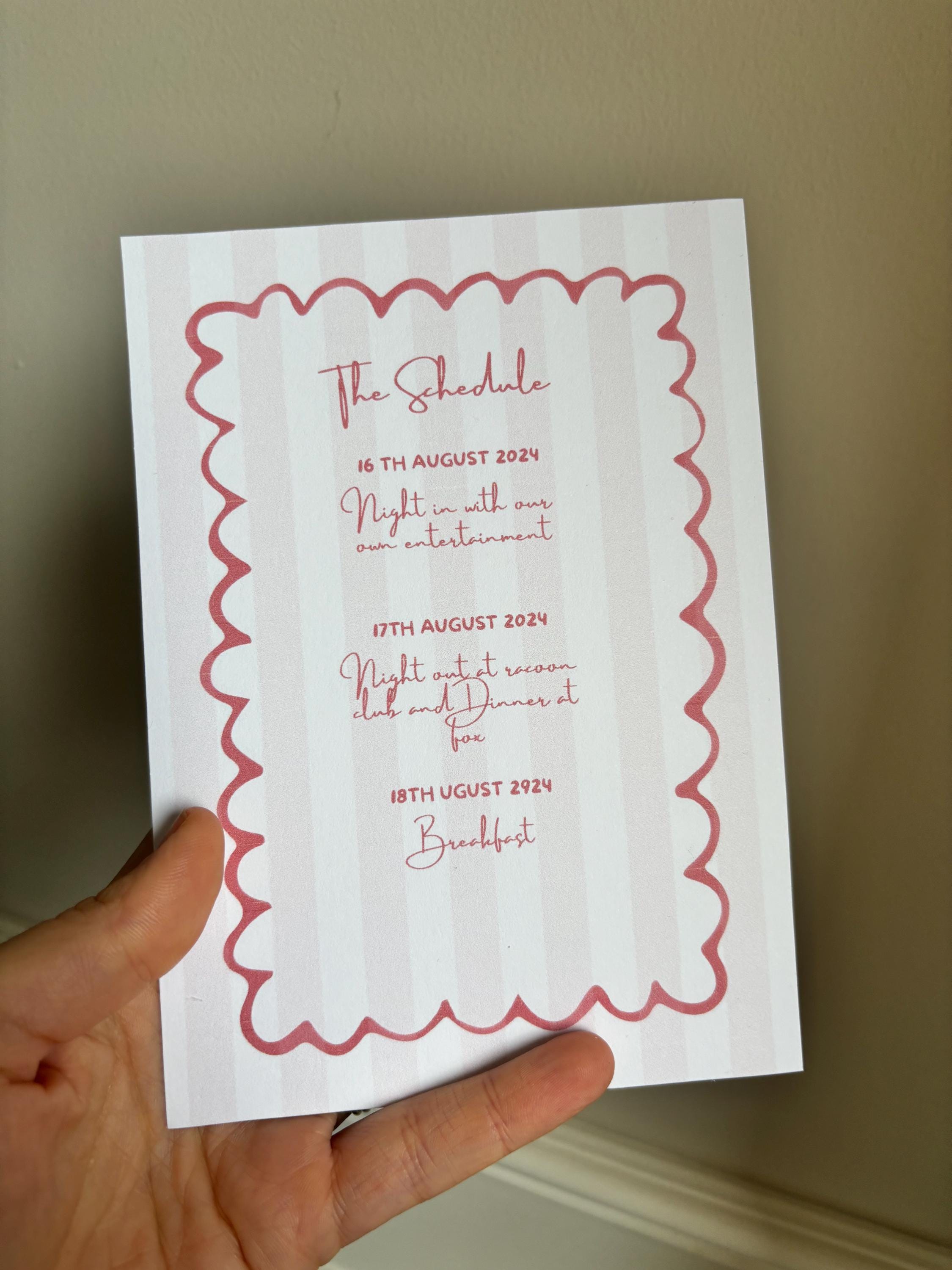 Hot Pink Stripe Squiggle Wavy Border Invitation Template, Hen ...