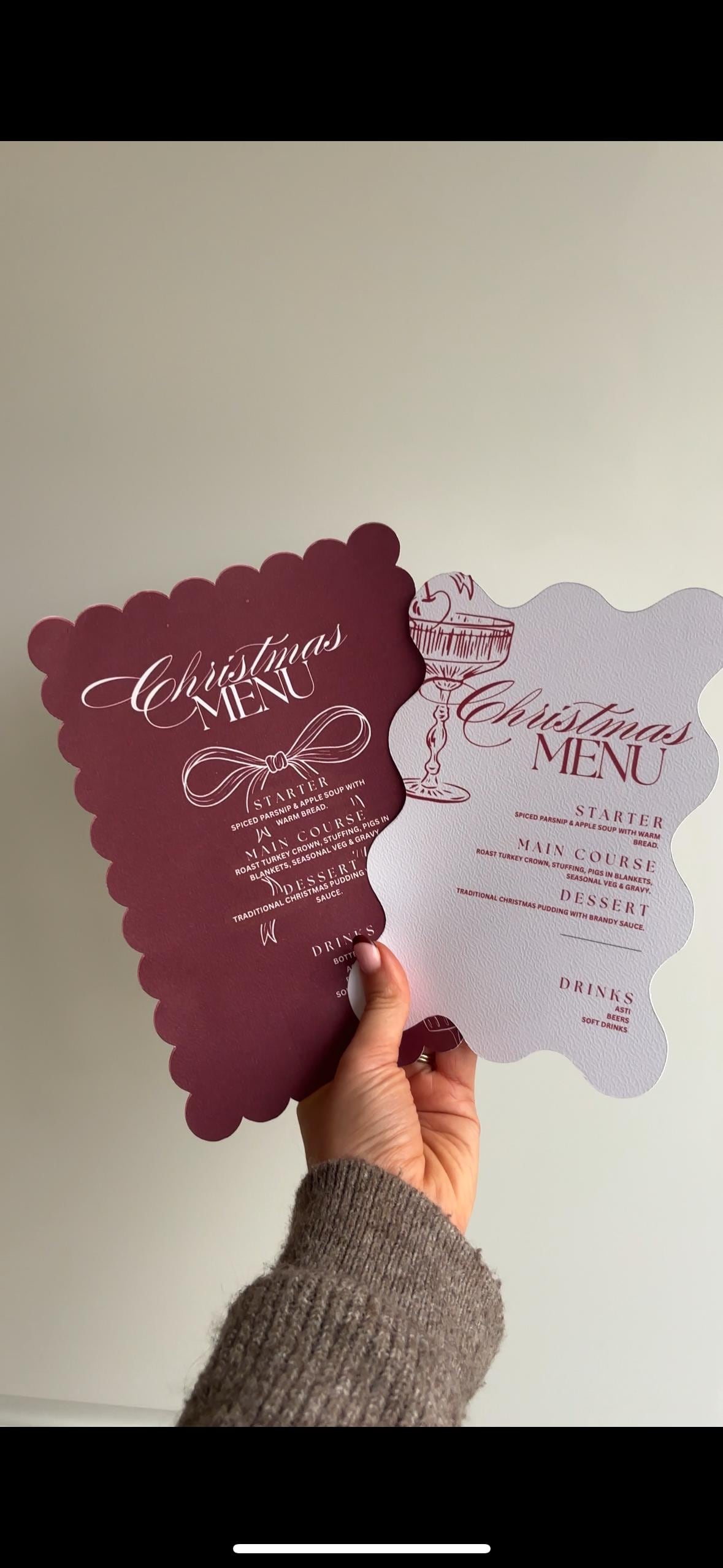 Christmas White and Red Traditional Menu Template With Glasses (digital ...