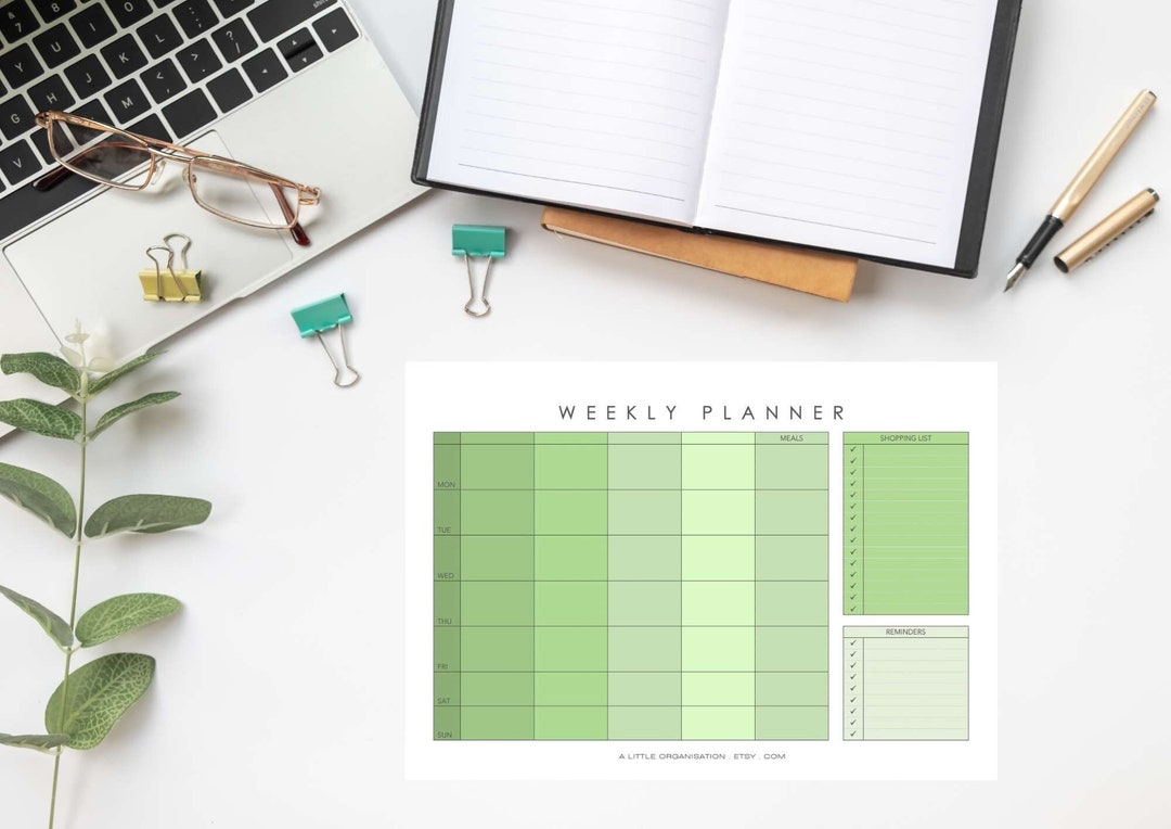 Weekly Planner Printable, With Shopping List and Meal Planner ...