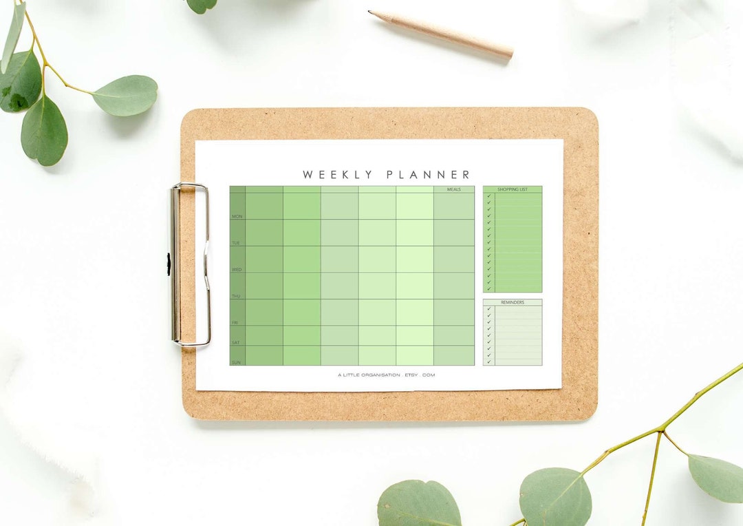 Weekly Planner Printable, With Shopping List and Meal Planner ...