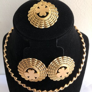 Luxury, Chunky Italian Gold Design Earrings & Pendant. Non Tarnish.skin ...