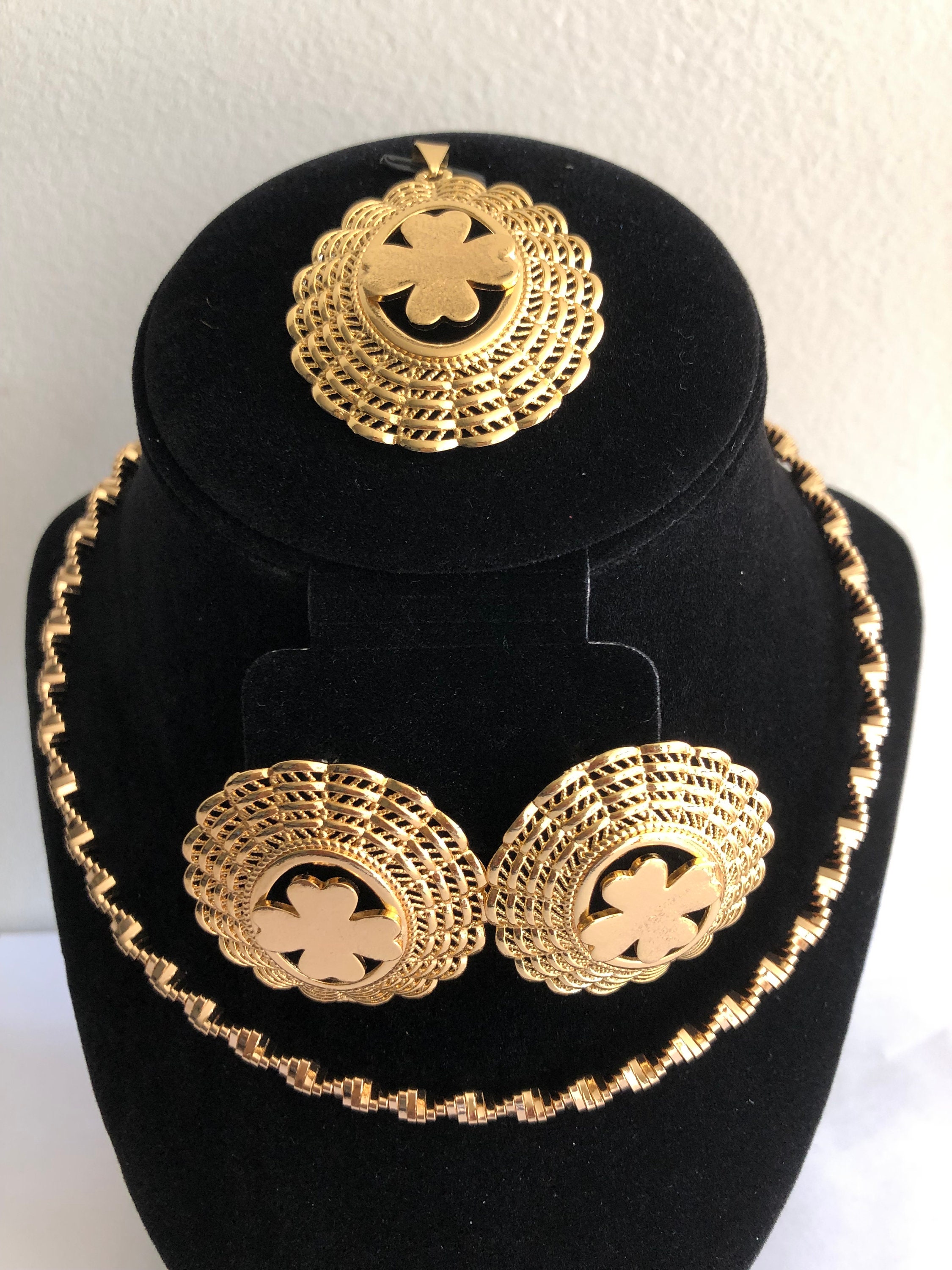 Luxury Chunky Italian Gold Design Earrings & Pendant. Non - Etsy