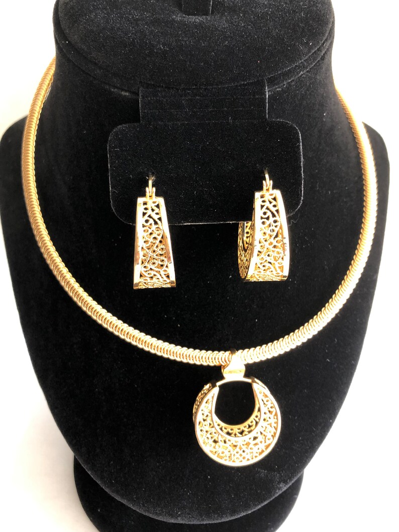 Luxury Chunky Italian Gold Design Earrings & Pendant. Non - Etsy