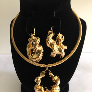 Luxury, Chunky Italian Gold Design Earrings & Pendant. Non Tarnish.skin ...