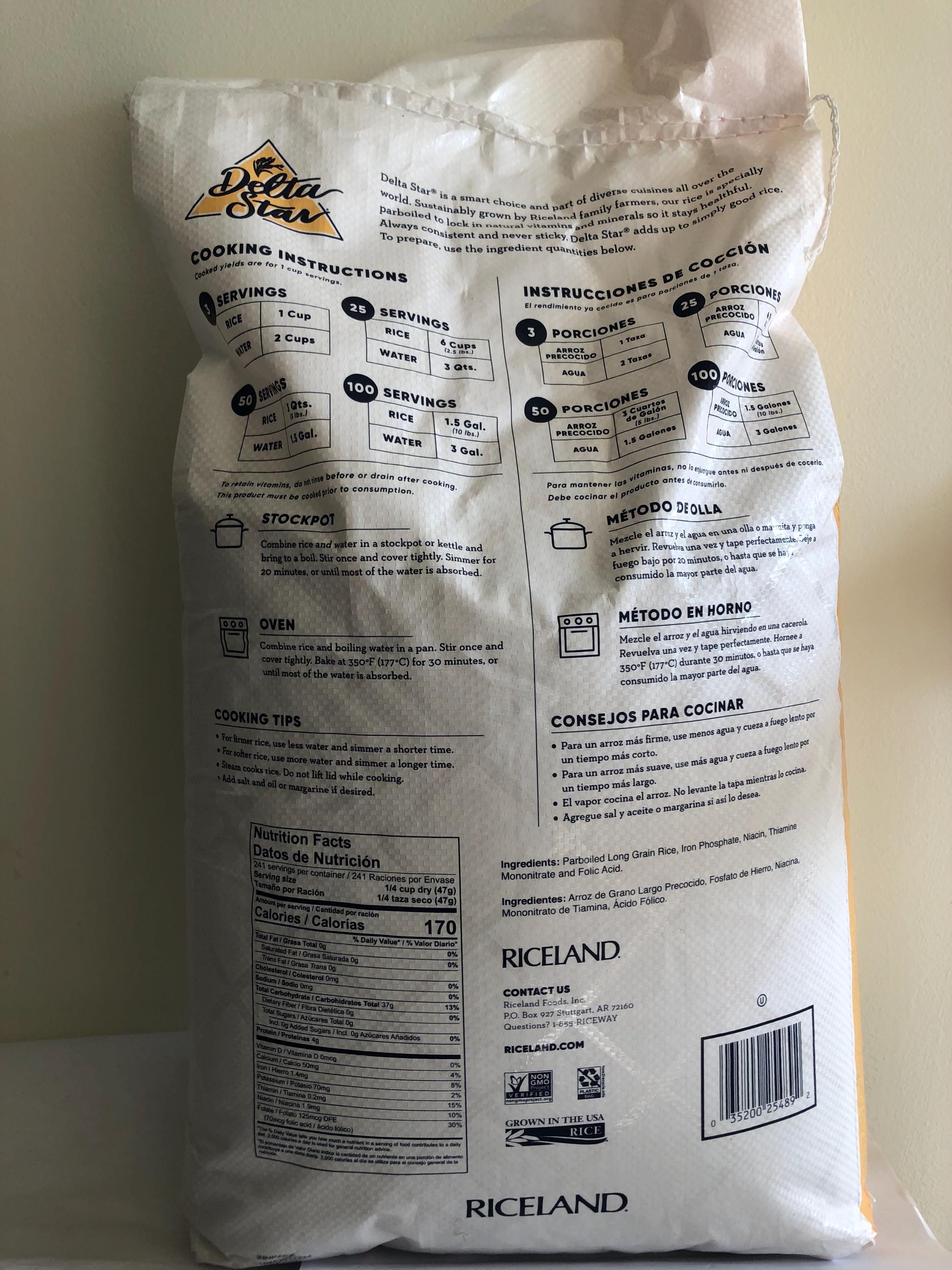 Delta Star Long Grain Parboiled Rice 25lbs. - Etsy