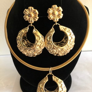 Luxury, Chunky Italian Gold Design Earrings & Pendant. Non Tarnish.skin ...