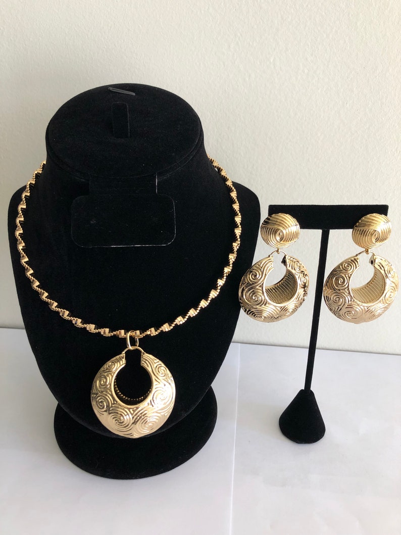 Luxury, Chunky Italian Gold Design Earrings & Pendant. Non Tarnish.skin ...