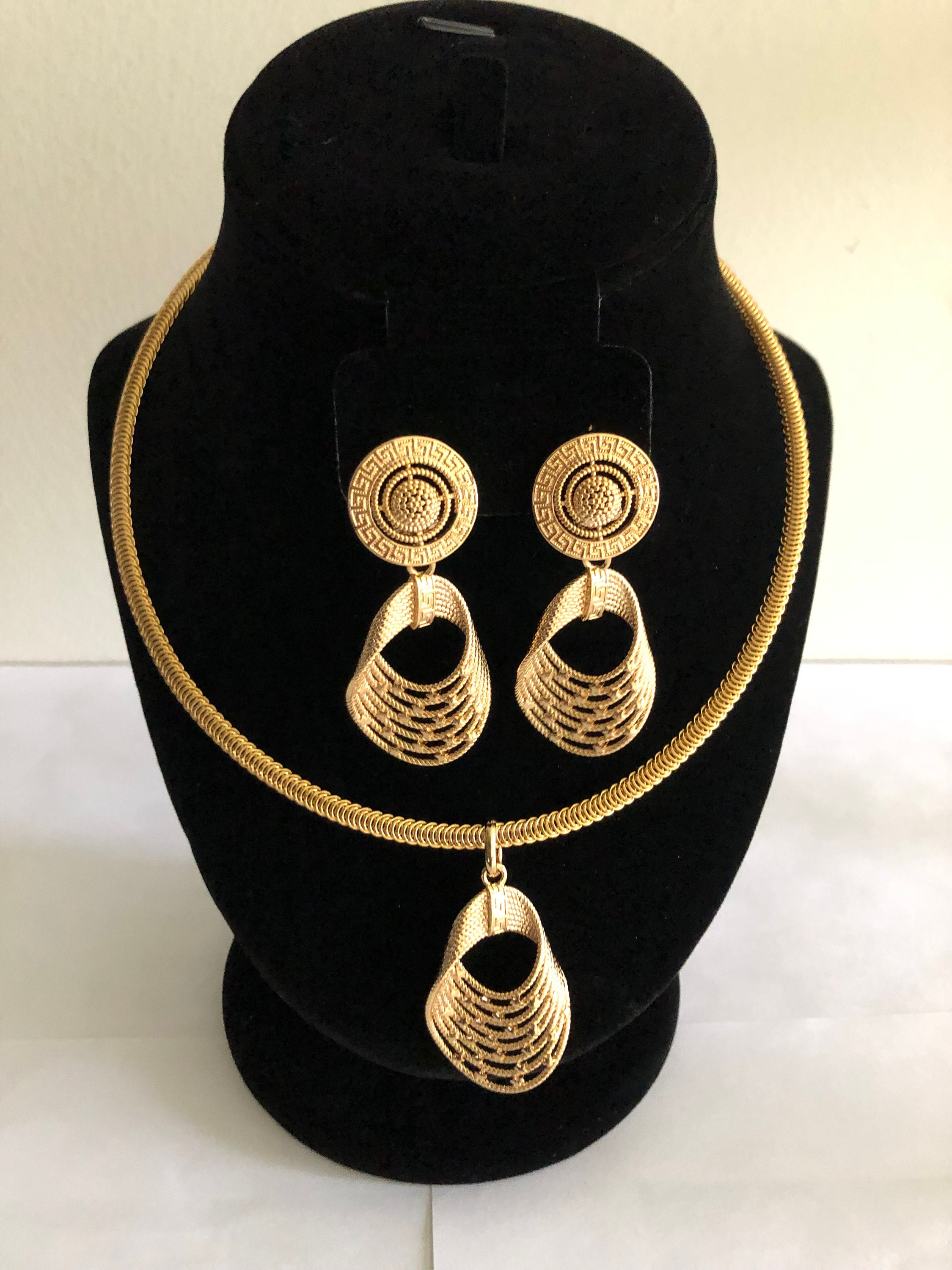 Luxury, Chunky Italian Gold Design Earrings & Pendant. Non Tarnish.skin ...
