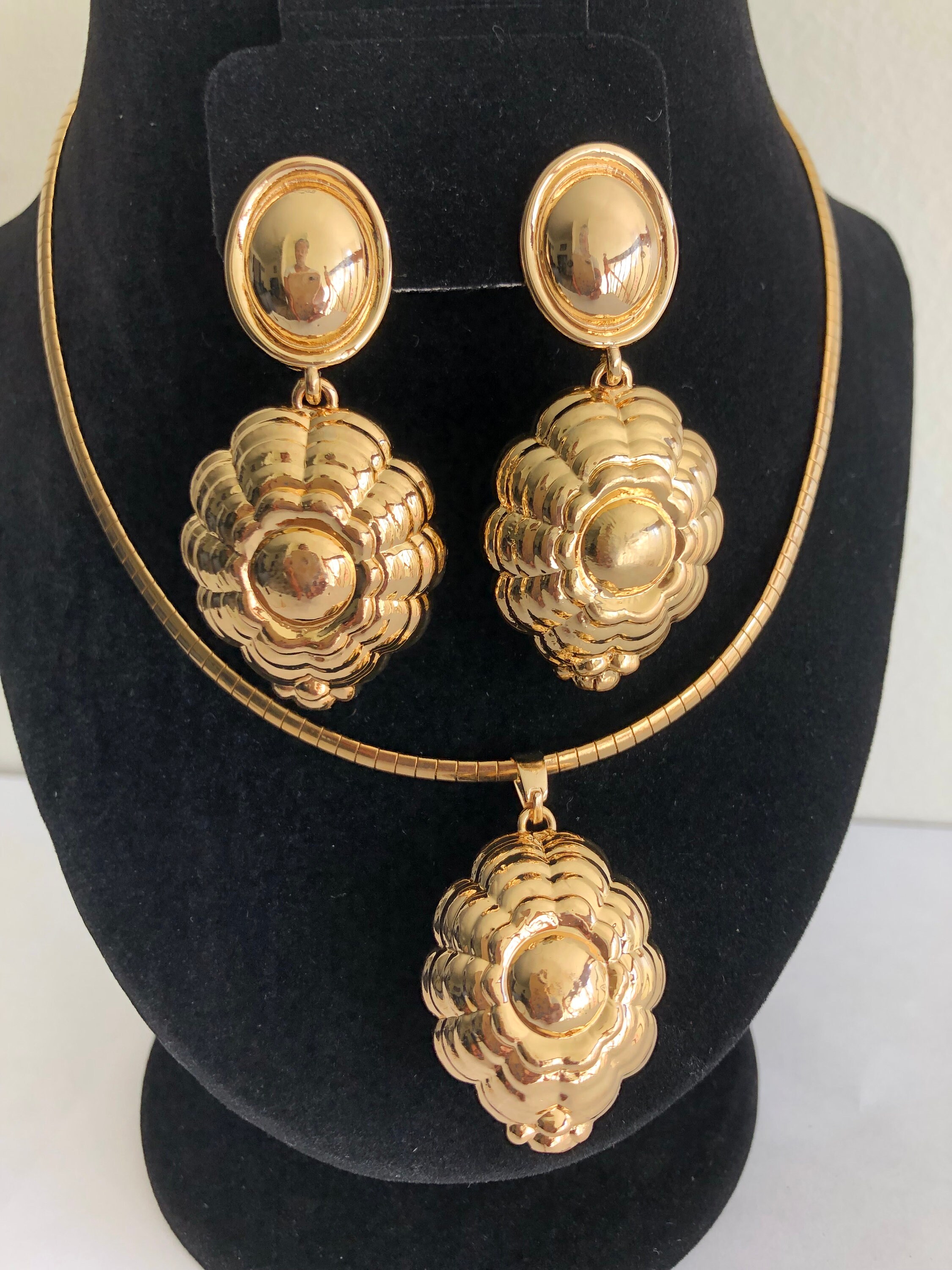 Luxury, Chunky Italian Gold Design Earrings & Pendant. Non Tarnish.skin ...