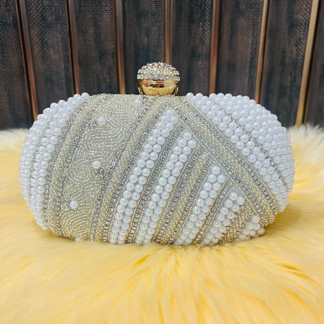Pearl Clutch Bag, Pearl Evening Bag, Bridal Clutch With Pearls, Beaded ...