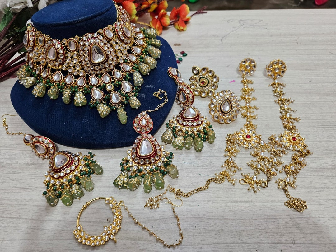 Sabyasachi Inspired Bridal Kundan Necklace With Earring, Gold Toned Kundan, Bridal Jewelry Set ...