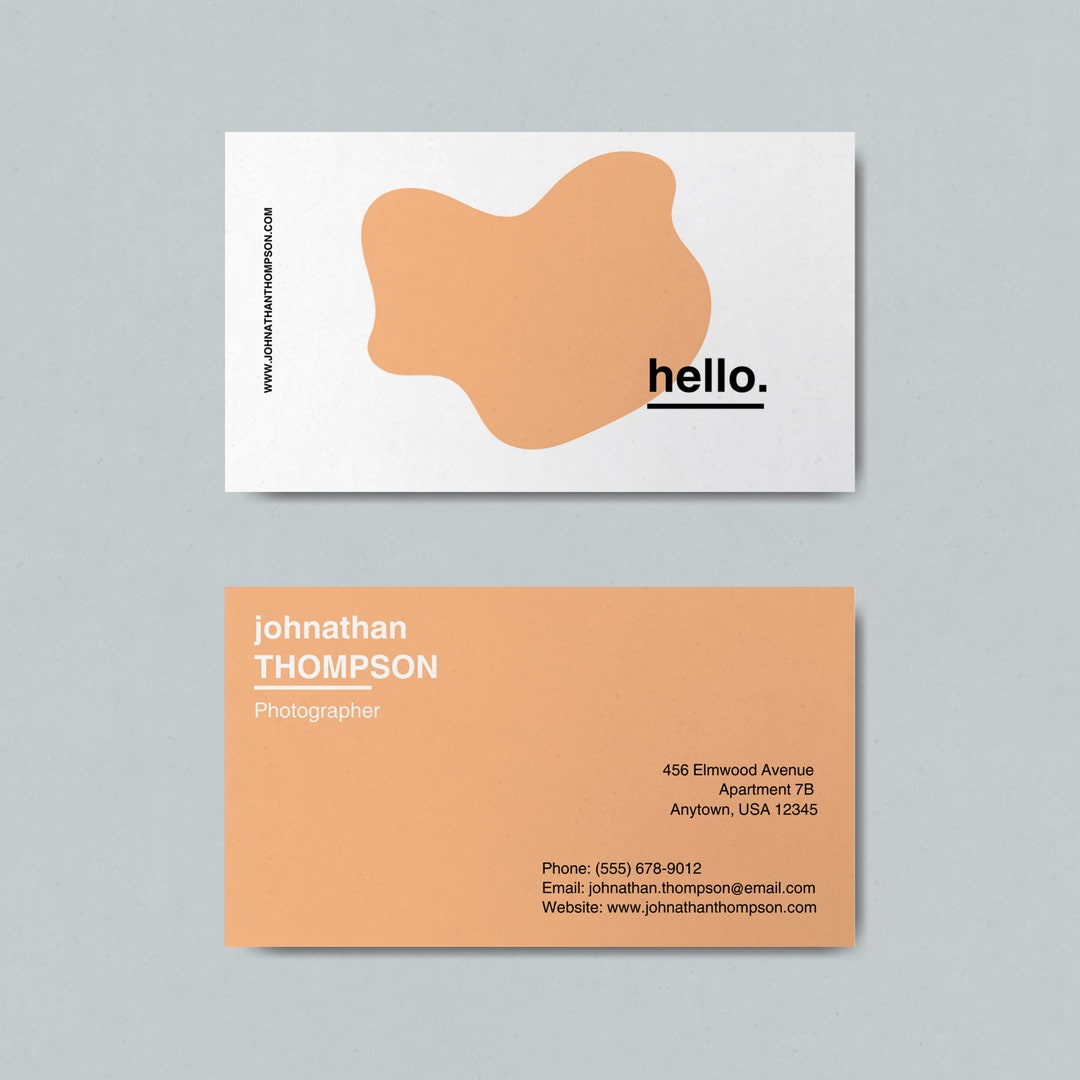 Editable Business Card Hello Business Card Template DIY - Etsy