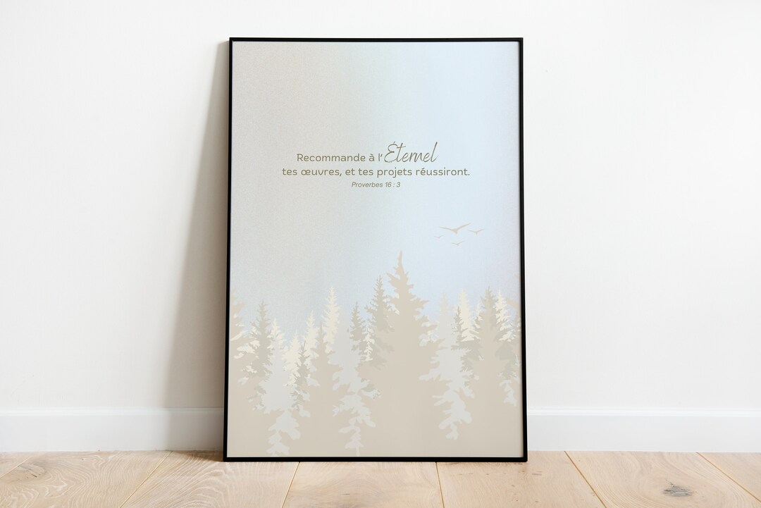 RECOMMENDED Bible Verse Proverbs 16:3 Table A3 A4 A5 Poster Christian ...