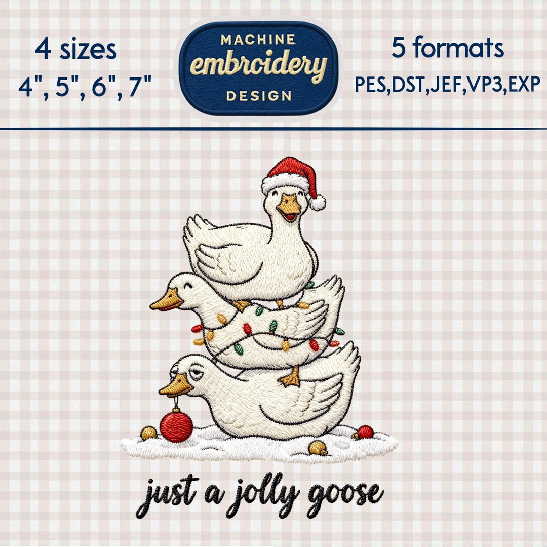 Just a Jolly Goose Embroidered Design, Funny Christmas Geese Png, Santa ...