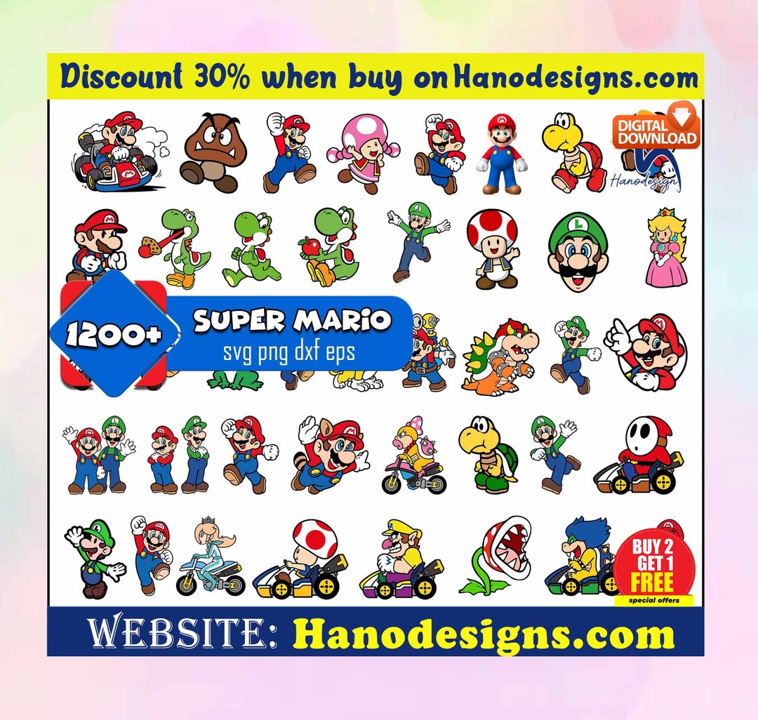 1200 Super Mario Svg Bundle Layered Mario Set Paper Mario - Etsy