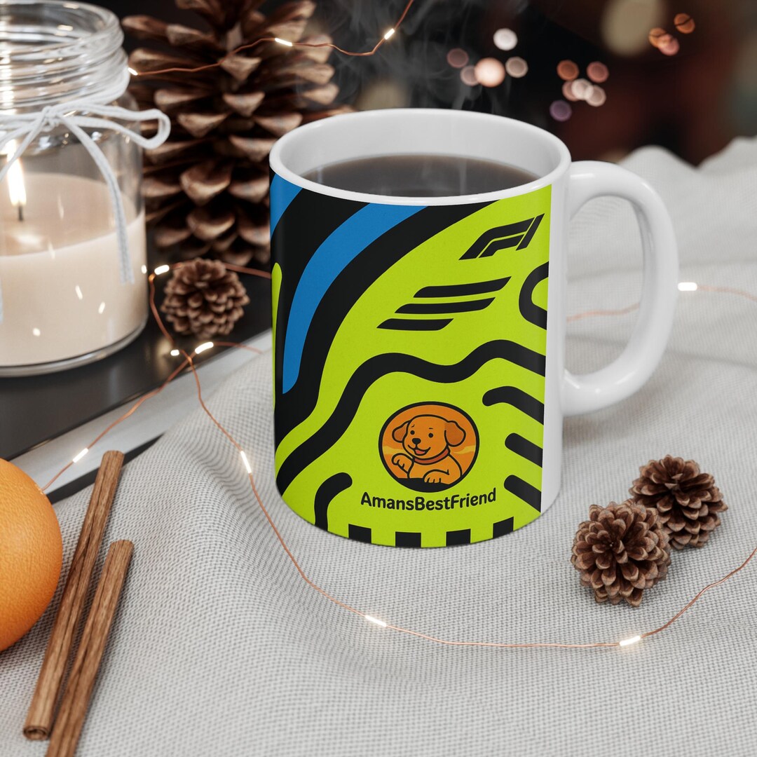 Lando Norris Inspired F1 Mug Neon Race Track Pattern With Custom Dog ...