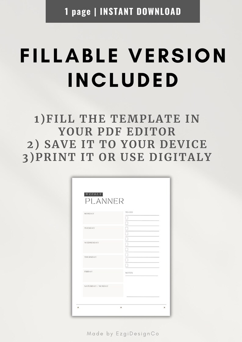 Weekly to Do List Printable,instant Download PDF, Weekly Planner, A4/a5 ...