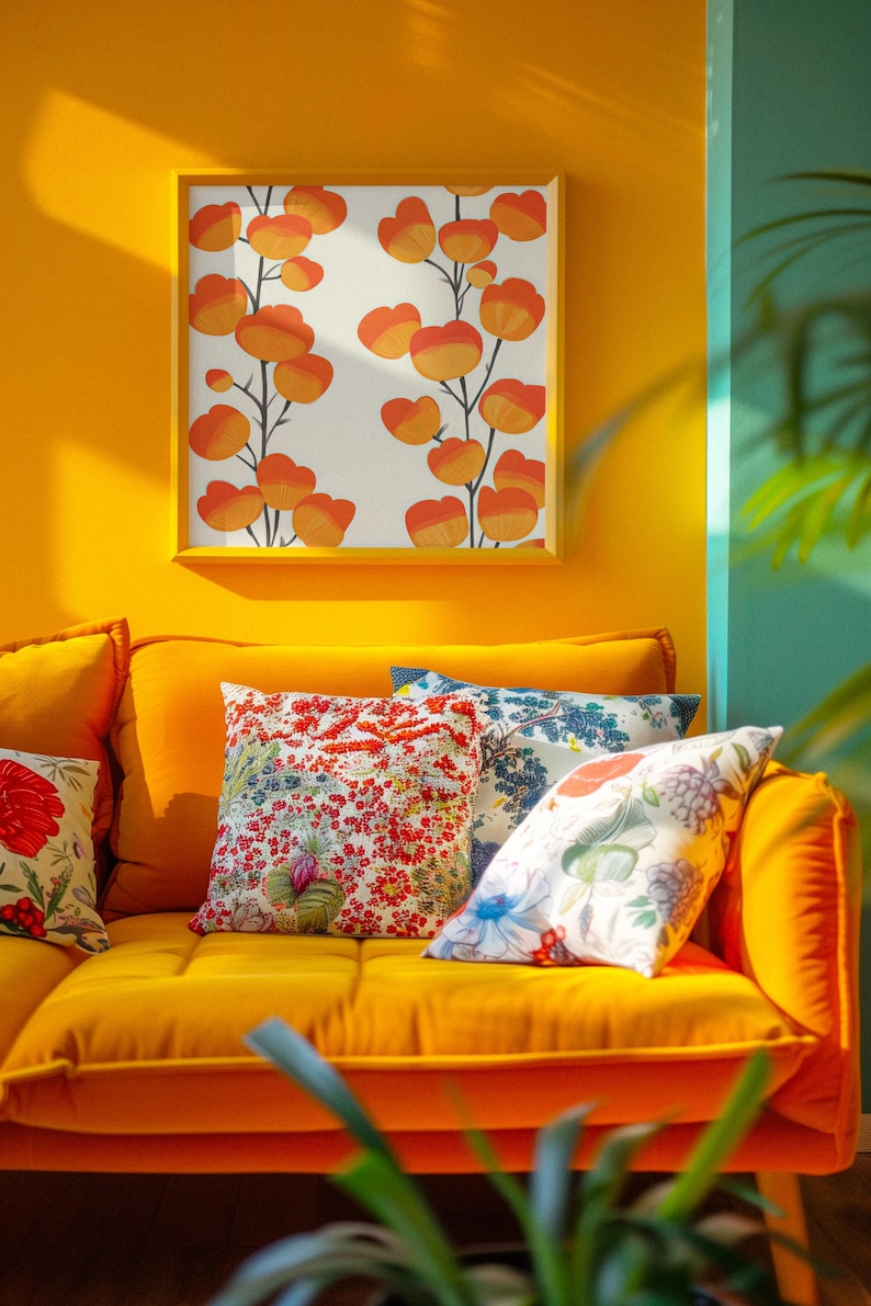 Bright Orange and Yellow Floral - Etsy