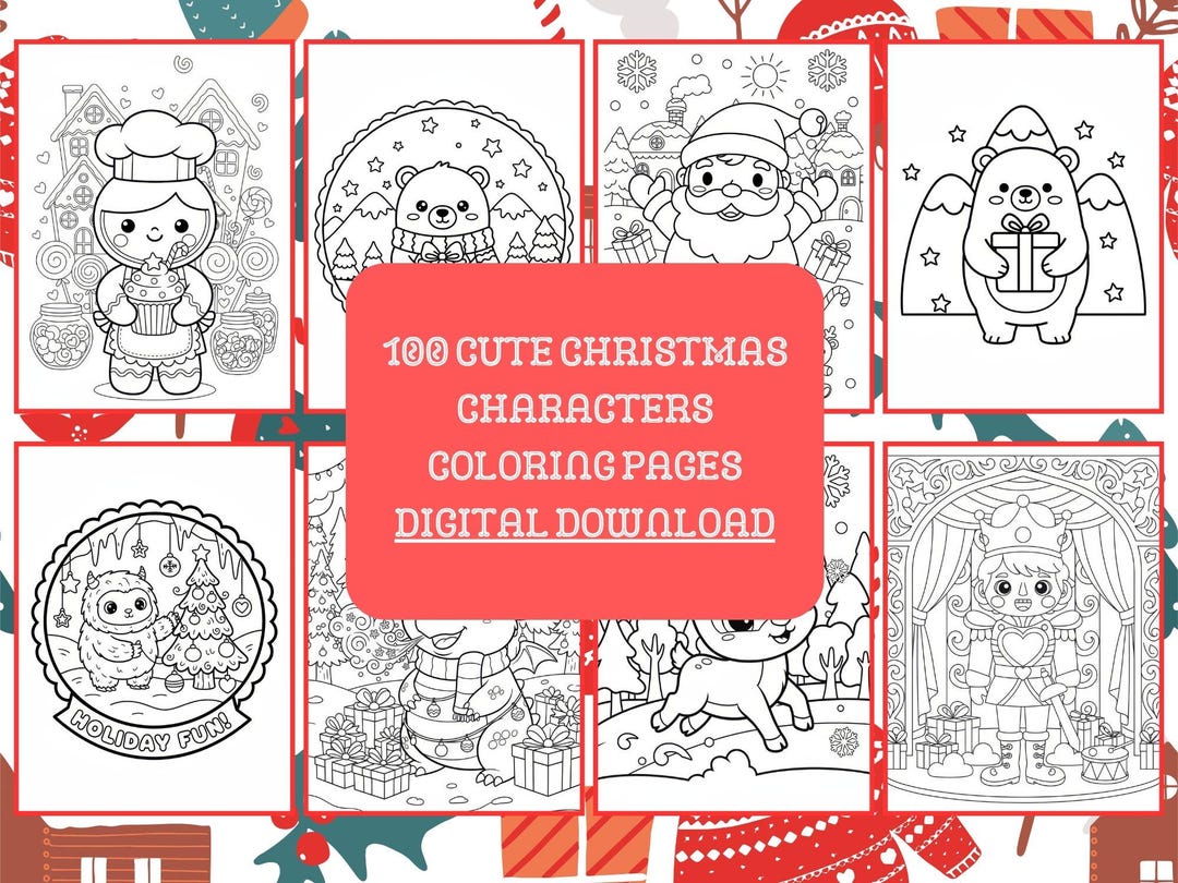 100 Christmas Character Coloring Pages - Etsy