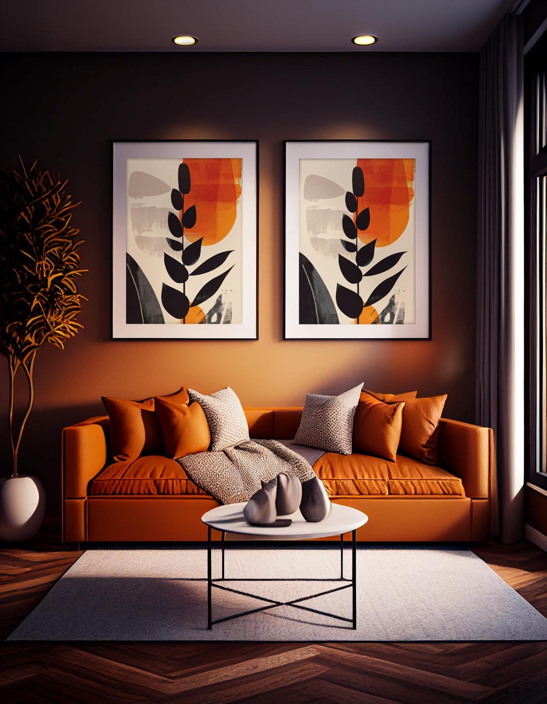 Abstract Botanical Silhouette Art Print – Modern Minimalist Floral ...