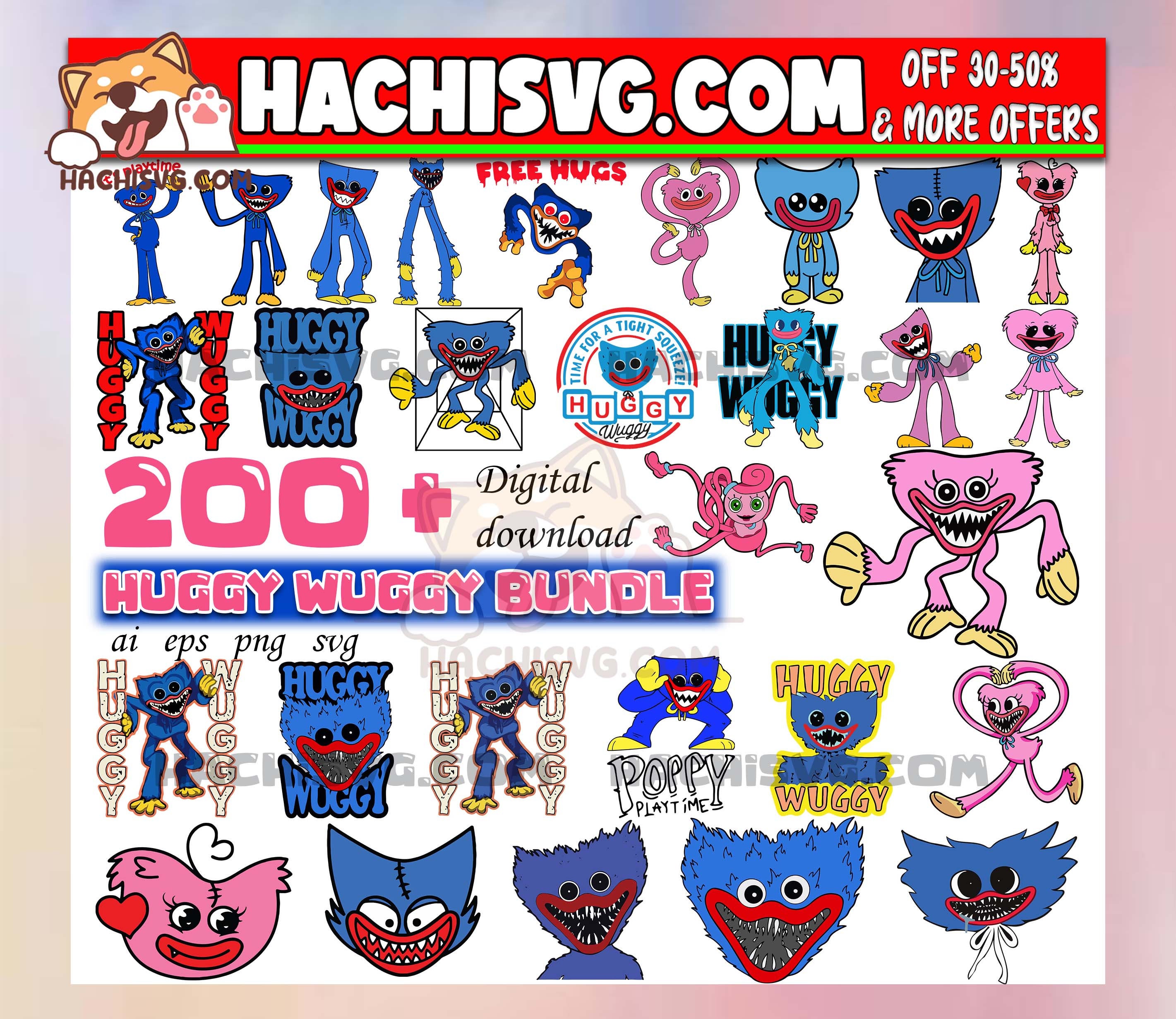 200 File Huggy Wuggy Svg Kissy Missy Svg Poppy Playtime - Etsy