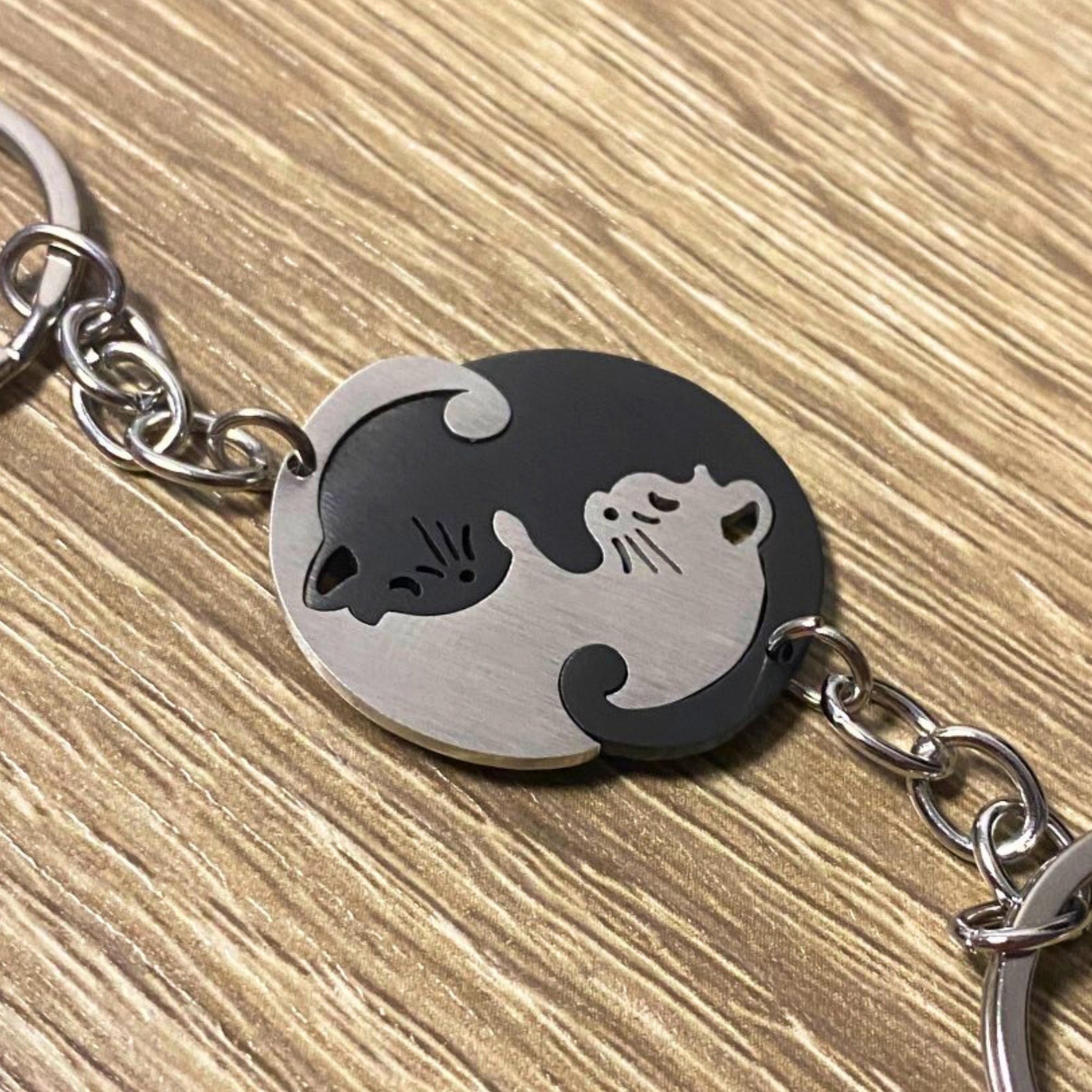 Cute Bestie Friendship Animal Cat Couple Puzzle Connect Keychain Charm ...