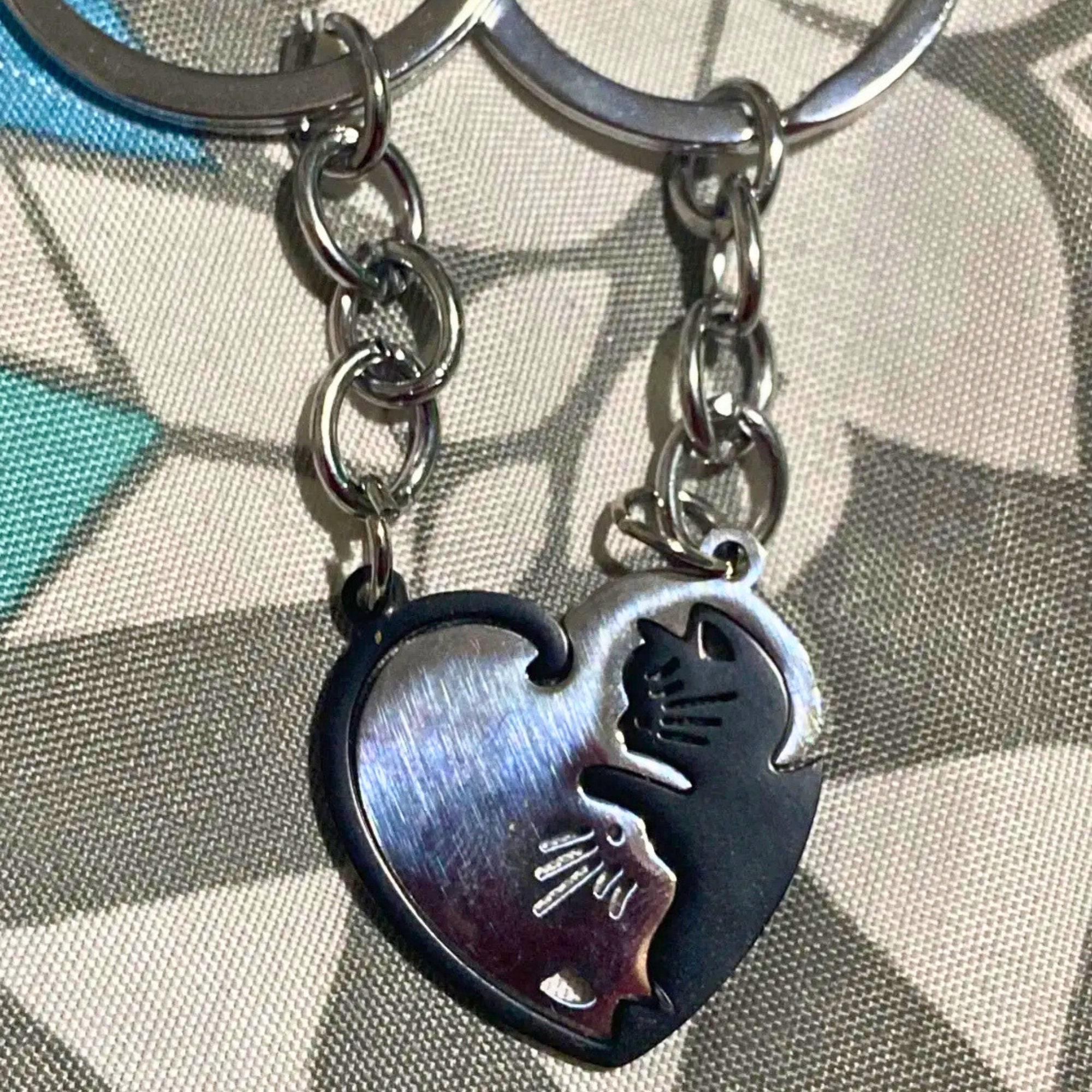 Cute Bestie Friendship Animal Cat Couple Puzzle Connect Keychain Charm ...