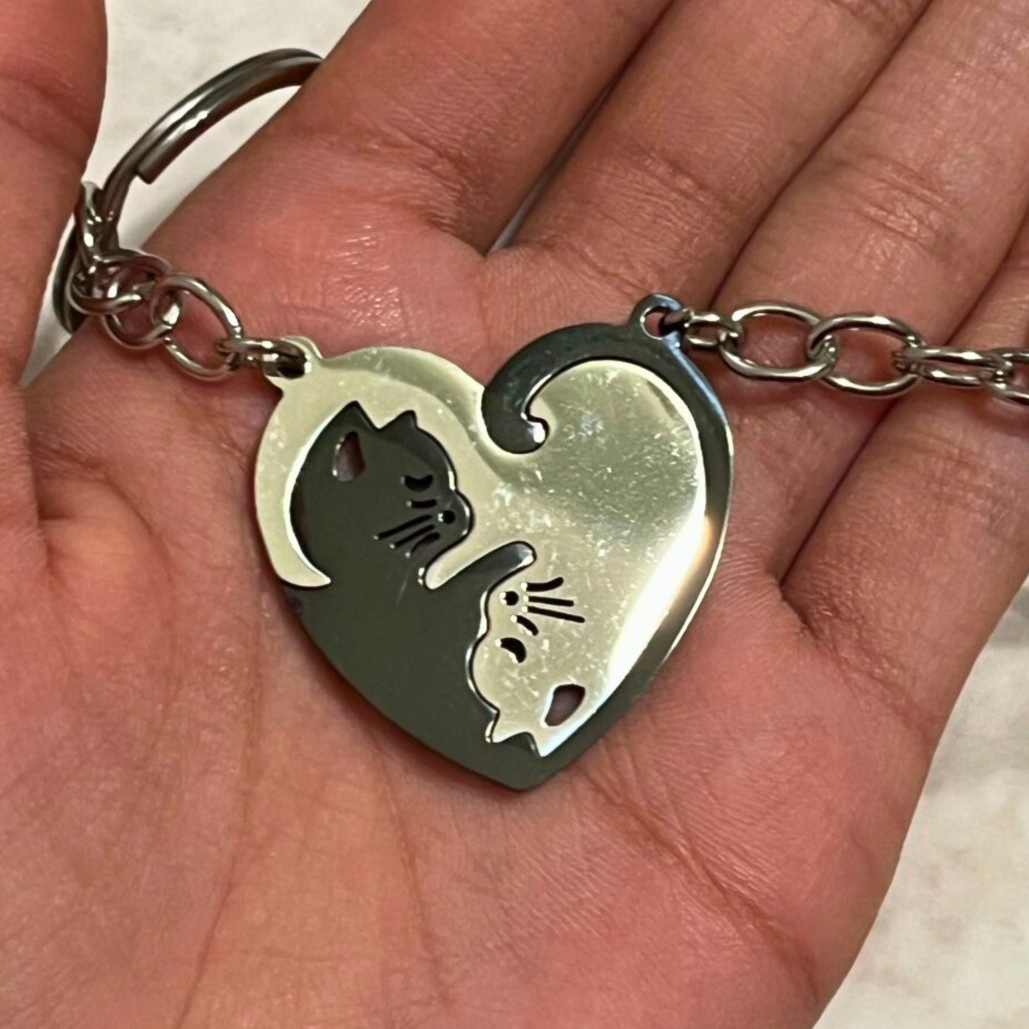 Cute Couple Animal Cat Couple Puzzle Connect Keychain Charm Couple ...