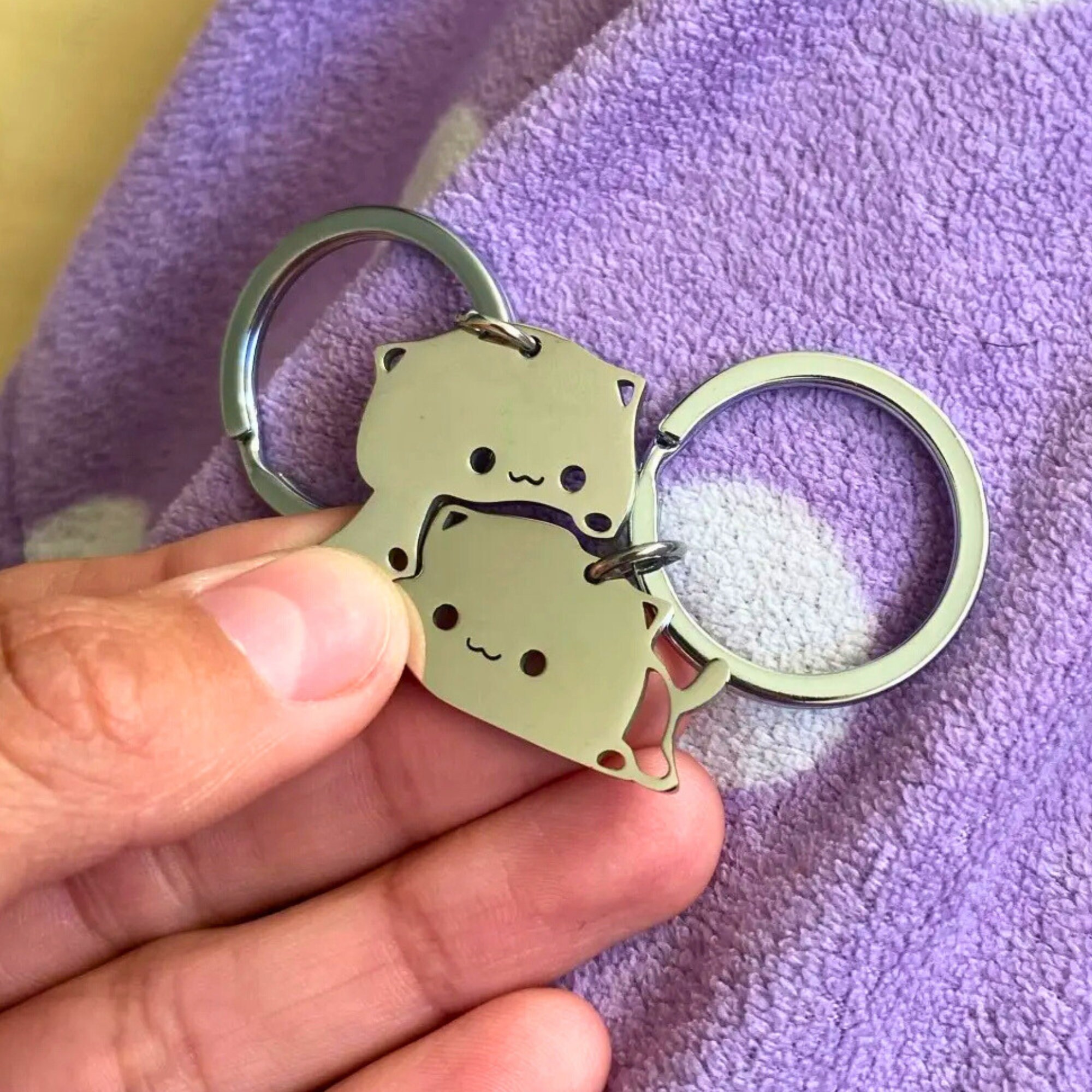 Matching Keychains for Friendship Keychain Mitao Cat Peach Goma ...