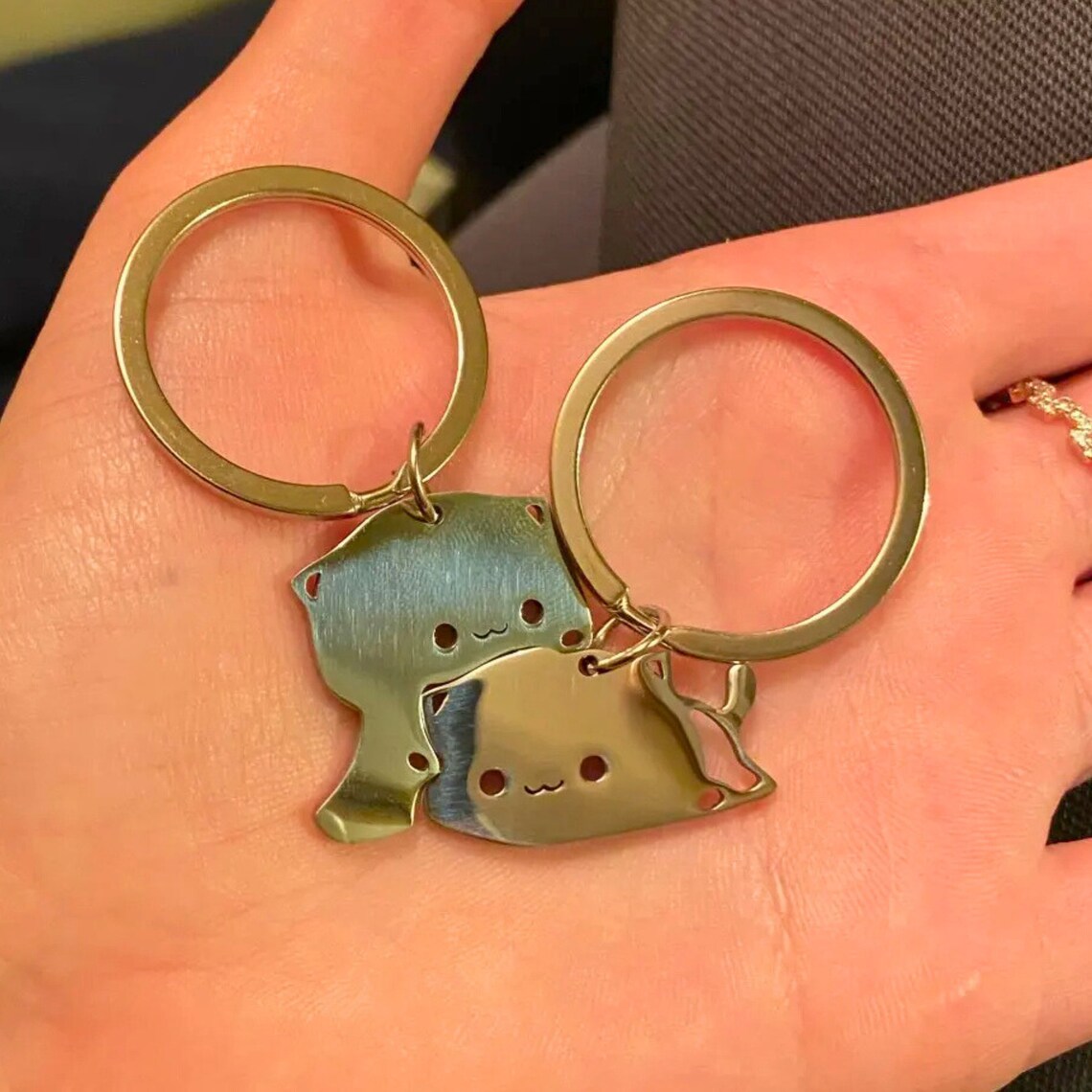 Matching Keychains for Friendship Keychain Mitao Cat Peach Goma ...