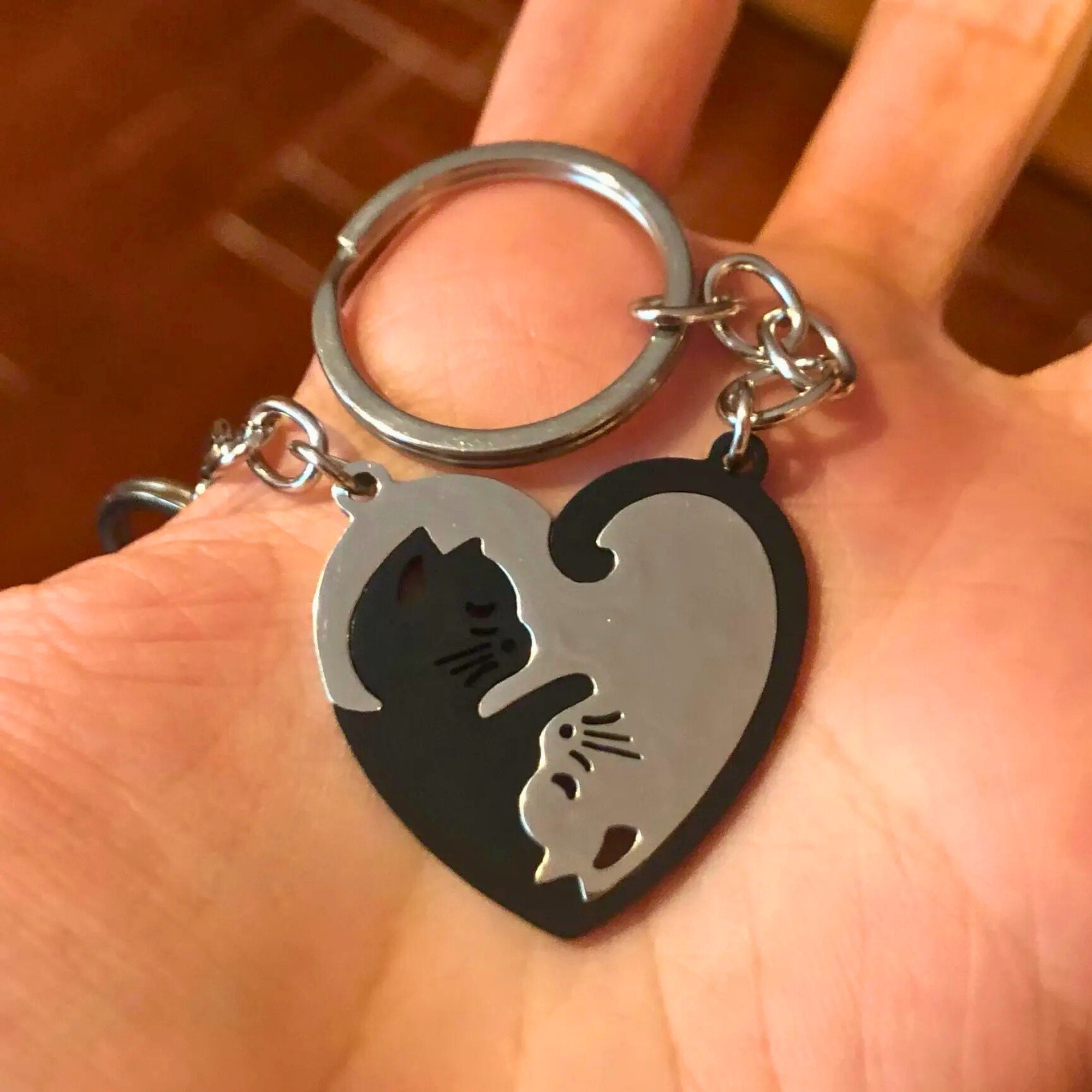 Cute Bestie Friendship Animal Cat Couple Puzzle Connect Keychain Charm ...