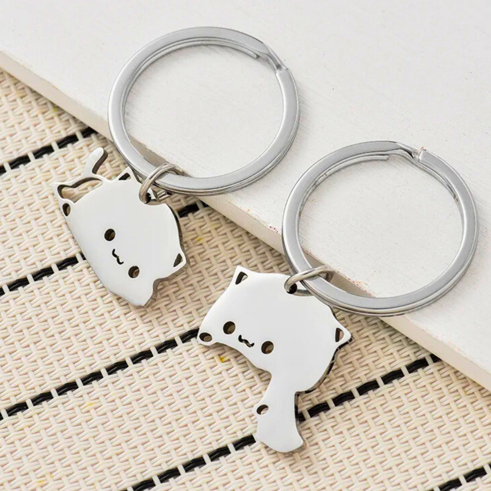 Matching Keychains for Friendship Keychain Mitao Cat Peach Goma Keychain Best Friend Bubu Dudu ...