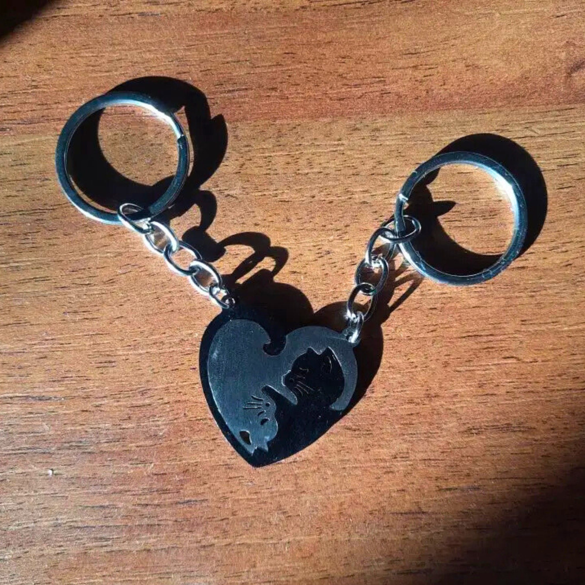 Cute Bestie Friendship Animal Cat Couple Puzzle Connect Keychain Charm ...