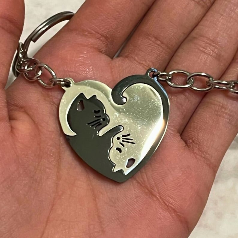 Matching Keychains for Couples Keychain Cute Animal Cat Keychain ...