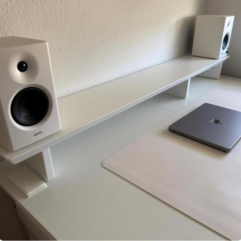 White Monitor Stand - Monitor Riser - Desk Shelf - Desk Shelf - White ...