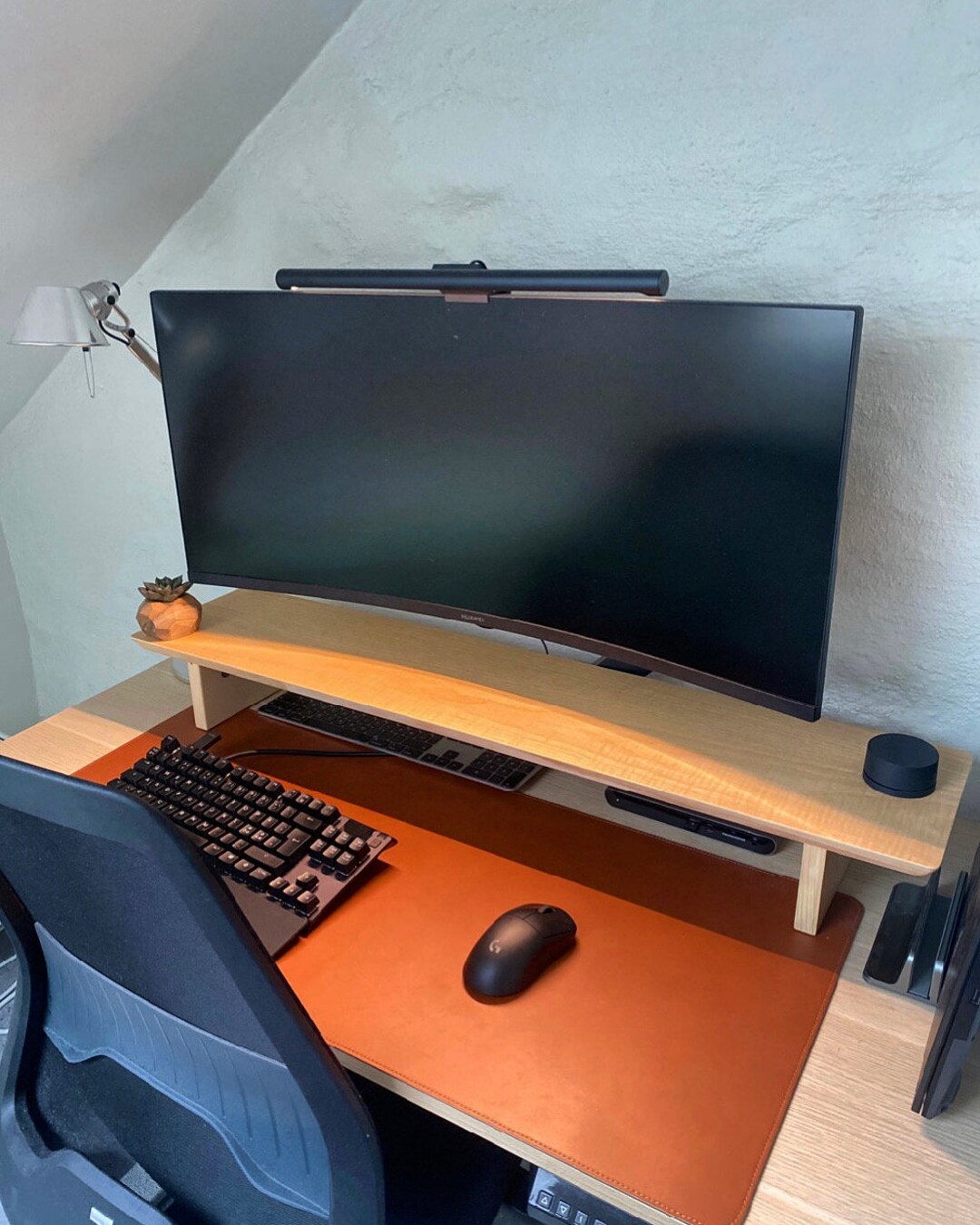 Desk Shelf Monitor Stand, Solid Wood, Desk Monitor Riser Wood, Wooden ...