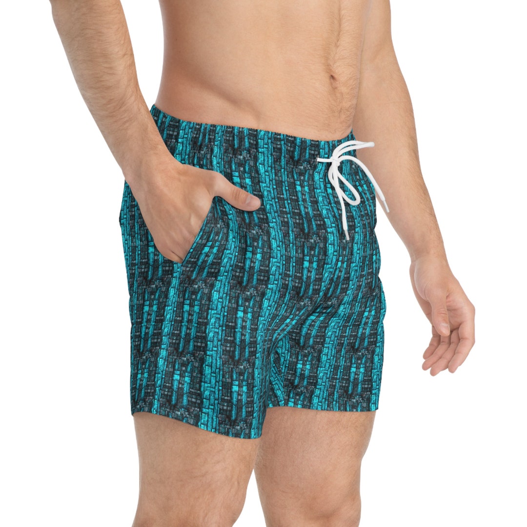 Turquoise Odyssey Brickweave Beach Reverie Swim Trunks AOP - Etsy